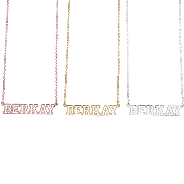 Name Necklaces - Hollow Bold Name Necklace | Pendantify