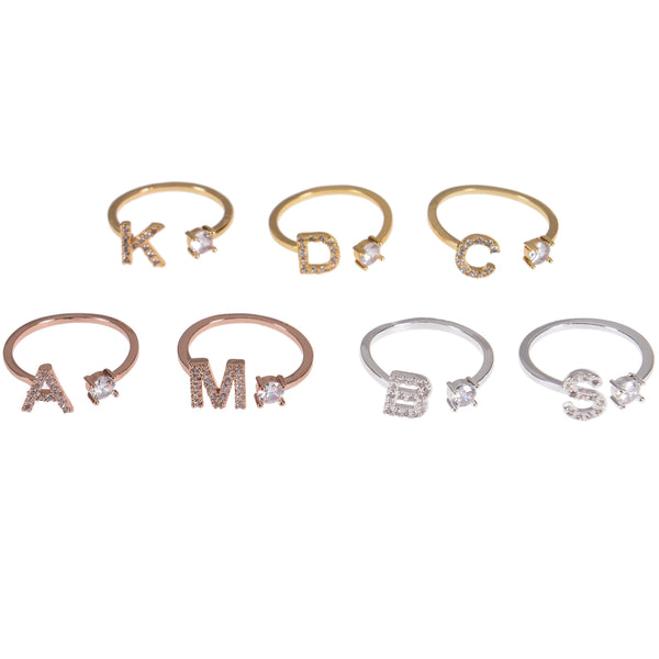 Personalized Diamond Studded Initial Ring | Pendantify