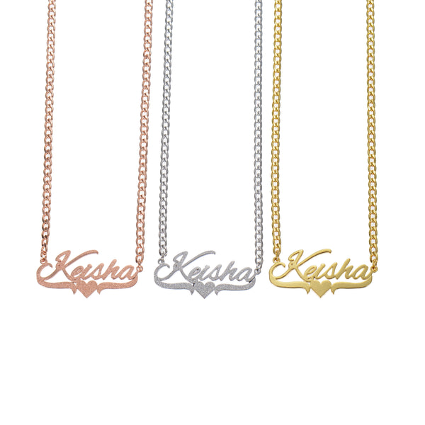 Custom Glitter Name Necklace with Heart Underline – Personalized ...