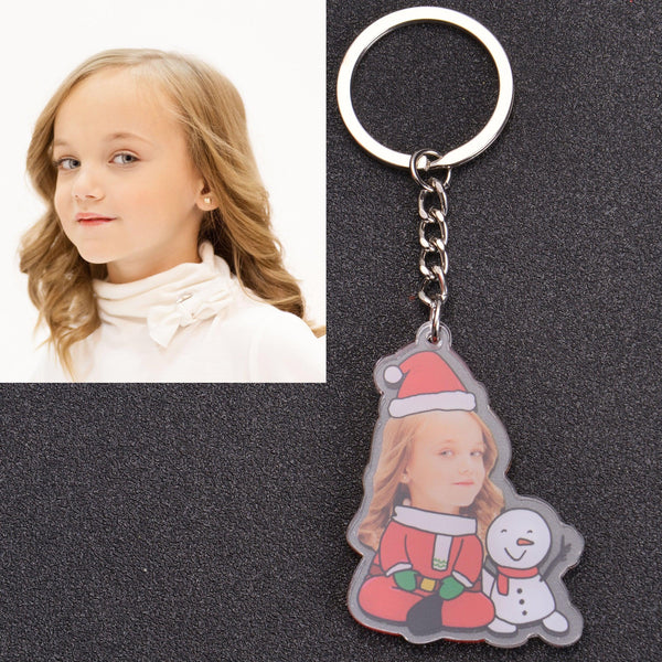 Personalized Christmas Theme Photo Keychain | Pendantify