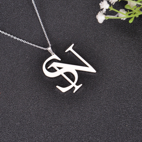 Custom Double Letter Pendant Couple Necklace | Pendantify